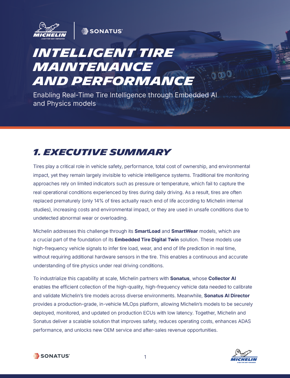 Michelin and Sonatus - Intelligent Tire Maintenance and Performance ...